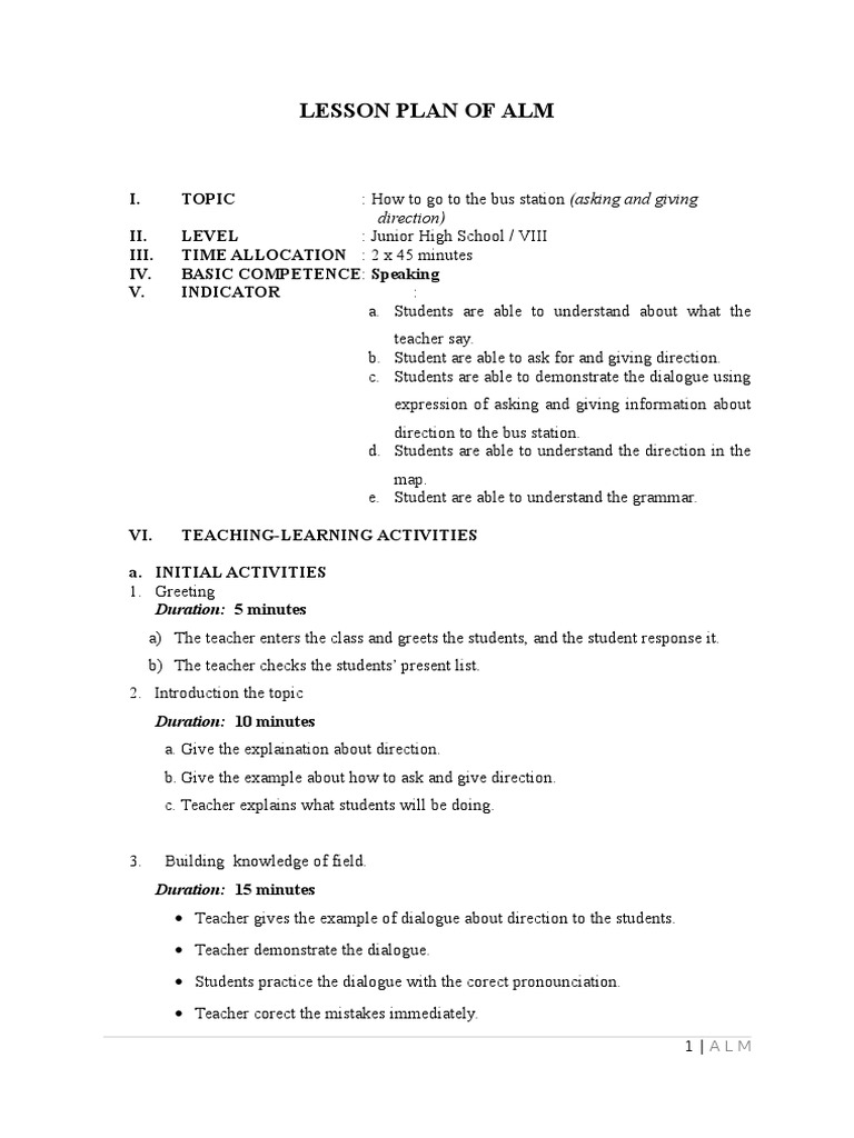 Lesson Plan of Alm | PDF | Lesson Plan | Pedagogy