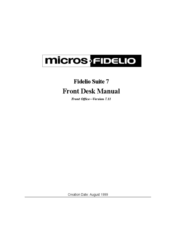 Front Desk Manual: Fidelio Suite 7 | Download Free PDF | Icon ...