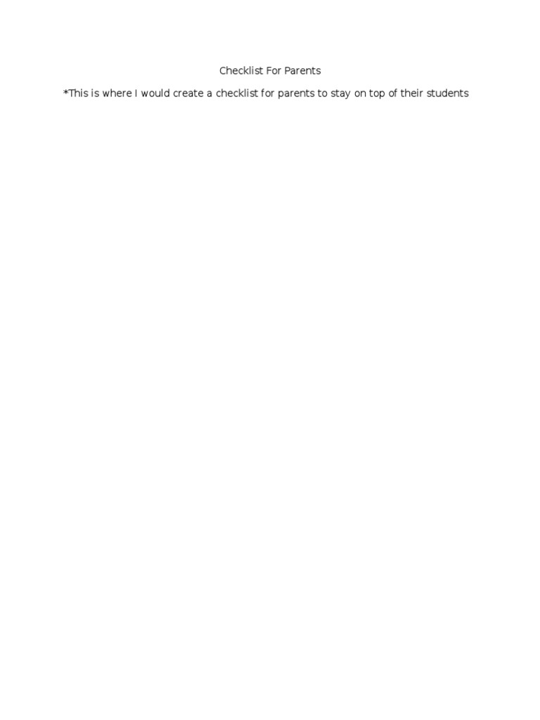 Checklist For Parents | PDF