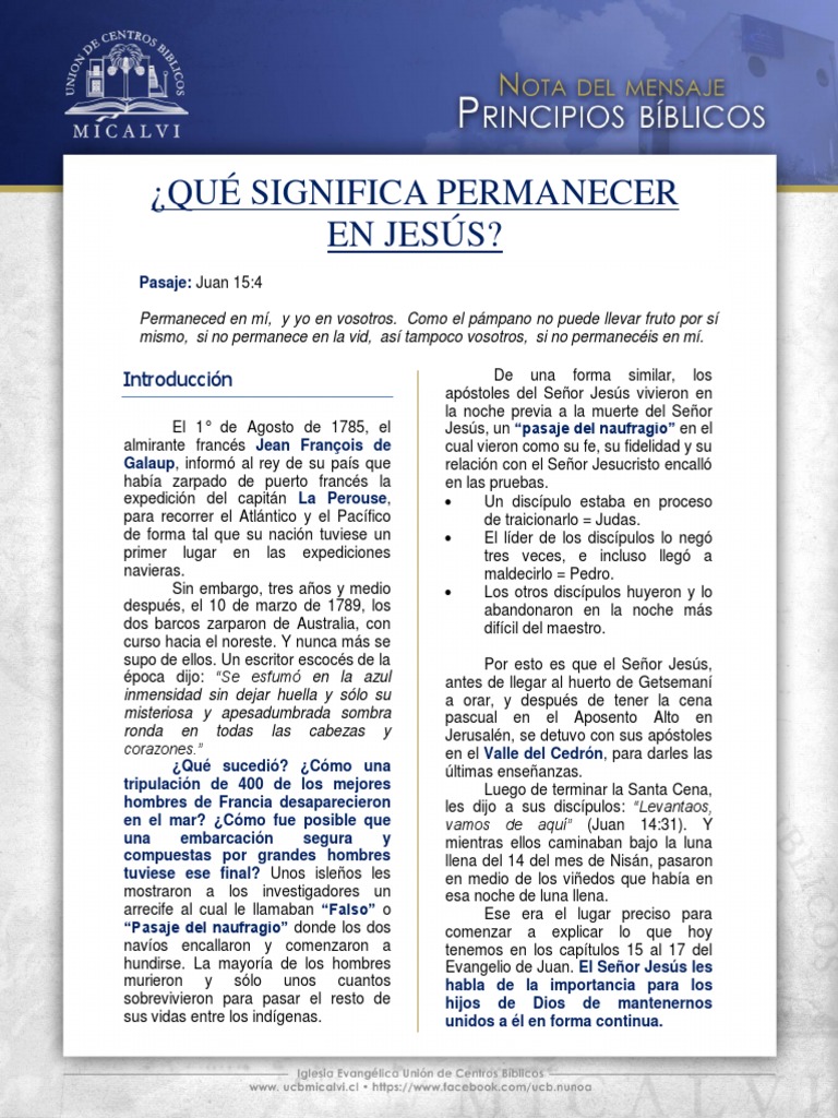 Que Significa Permanecer en Jesus | PDF | Evangelio de juan | Jesús