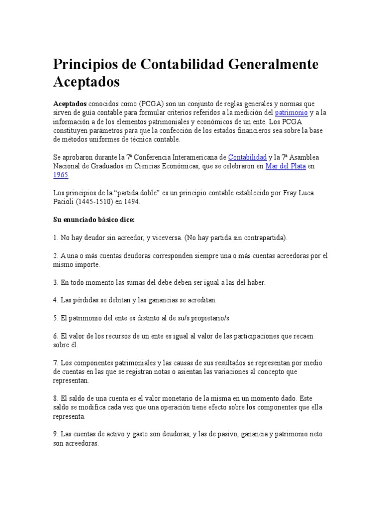 Principios de Contabilidad PCGA | PDF | Devengo | Principios contables ...