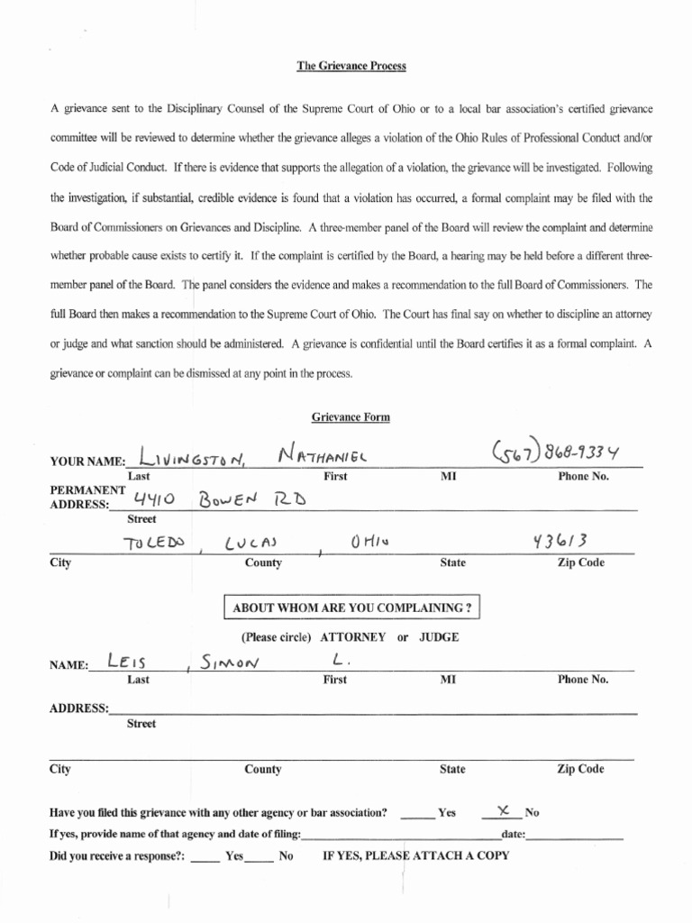 Grievance Against Simon Leis | Prosecutor | Practice Of Law