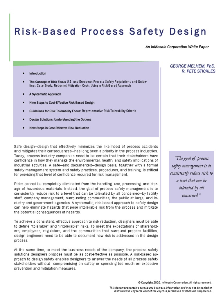 Process Safety Design | PDF | Risk | Risk Management