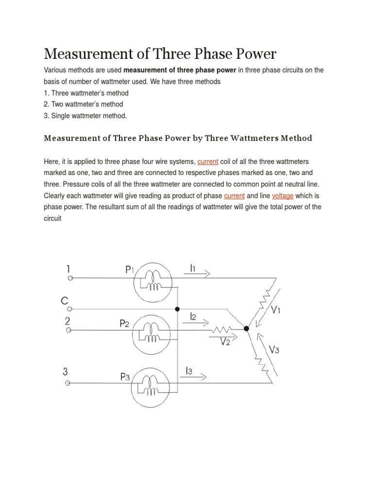 Measurement of Three Phase Power | PDF | Power Engineering | Physical ...