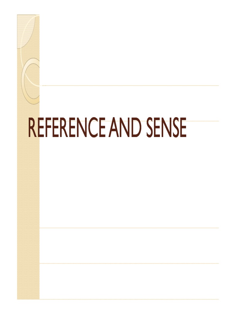 Reference and Sense Reference and Sense Reference and Sense Reference ...