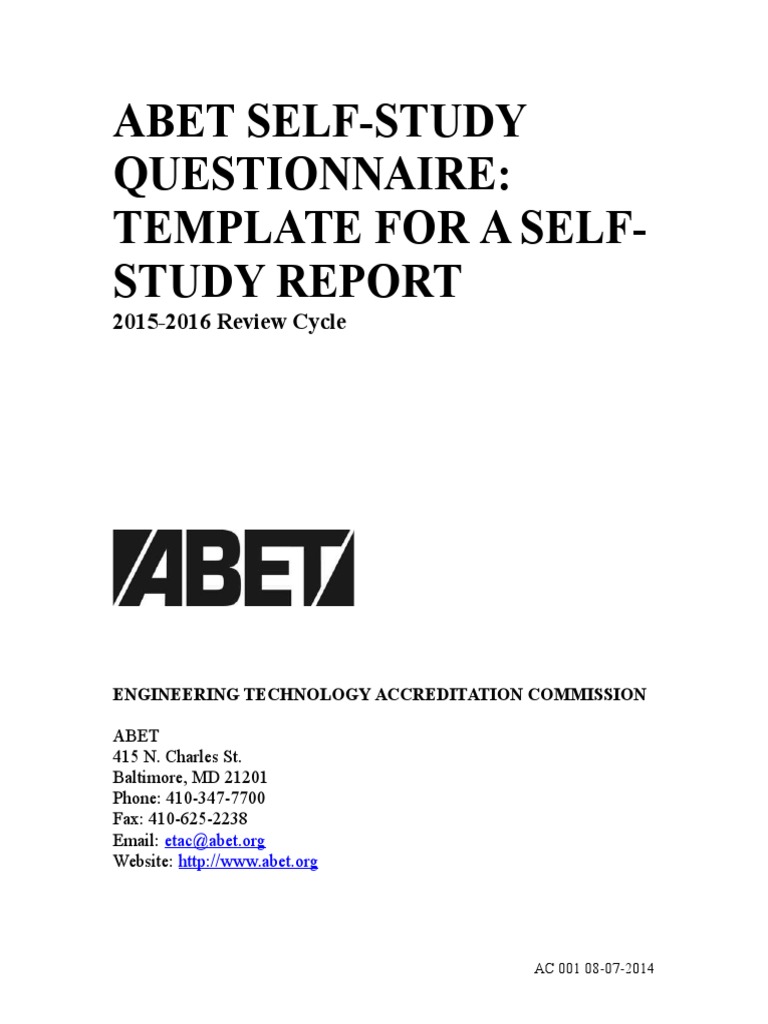 Etac Self Study Questionaire 2015 2016 | PDF | Curriculum | Educational Assessment