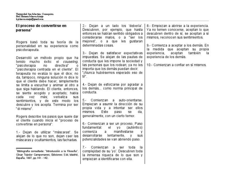 El Proceso de Convertirse en Persona | PDF | Psicoterapia | Conceptos ...