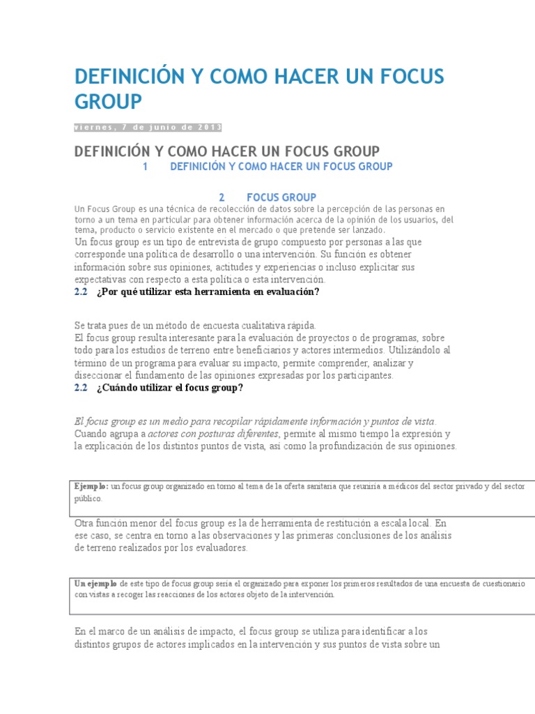 Definición y Como Hacer Un Focus Group | Grupo de enfoque | Información