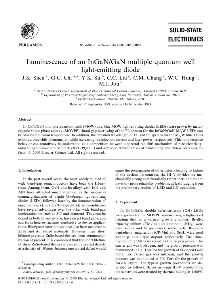 Luminescence of An Ingan/Gan Multiple Quantum Well Light-Emitting Diode ...