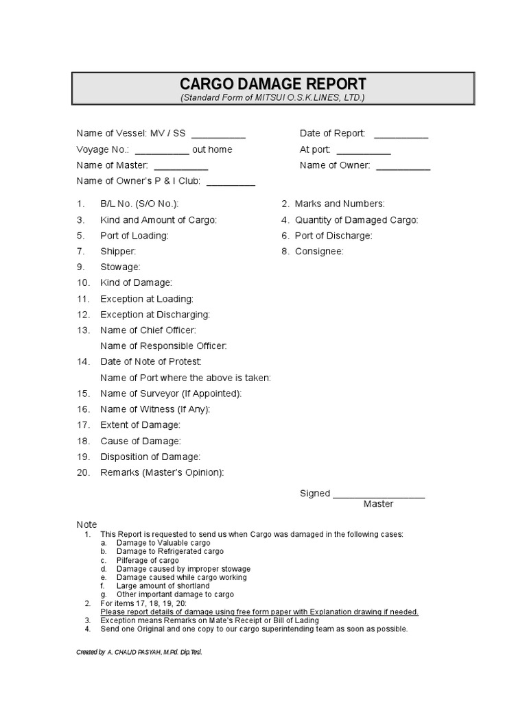 Damage Reports | PDF | Stevedore | Cargo