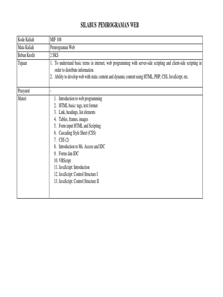 SAP Pemrograman WEB | PDF | Elemen HTML | Html