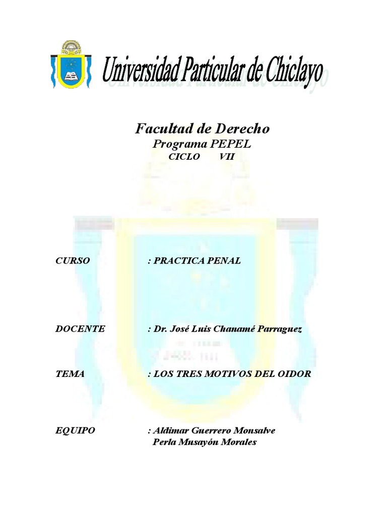 Los Tres Motivos Del Oidor | PDF | Intención (Derecho Penal) | Delito