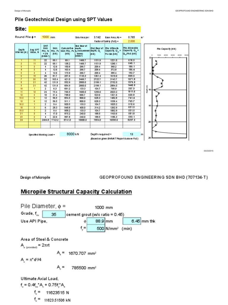Pile Calculation Using SPT