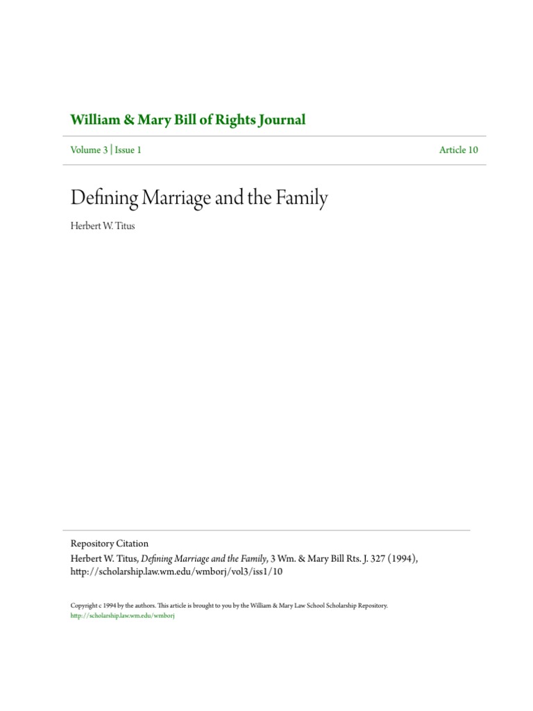 Defining Marriage and The Family | PDF | Due Process Clause | John ...