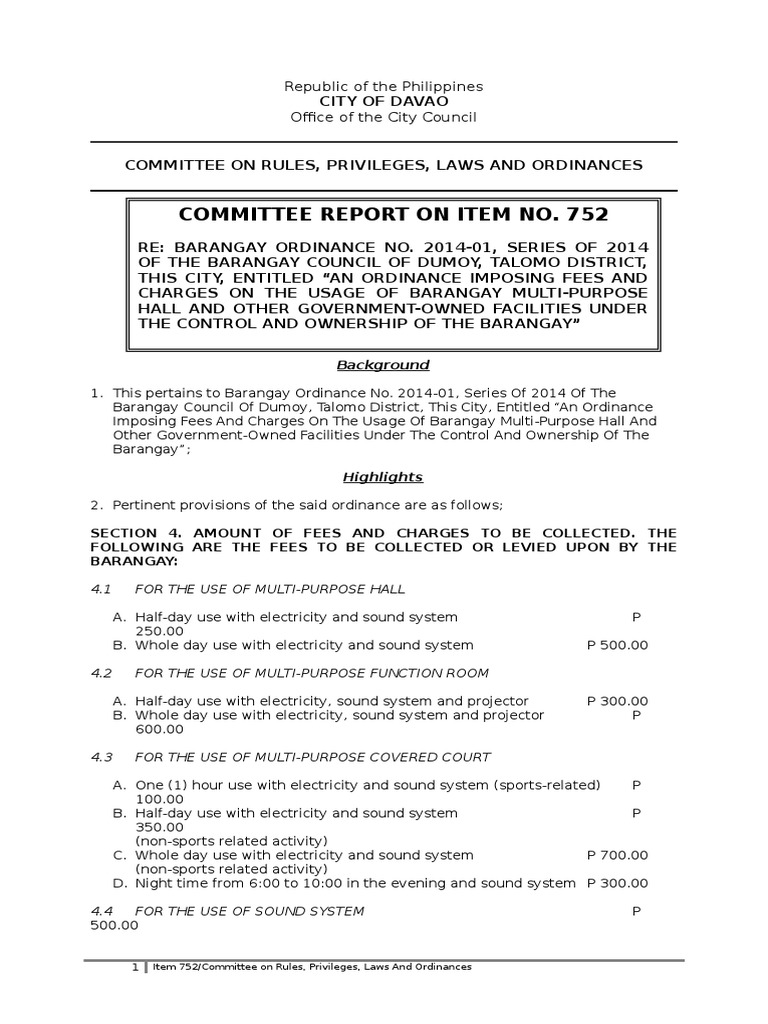 Committee Report Item 752 (DRAFT) | PDF | Local Ordinance | Local ...