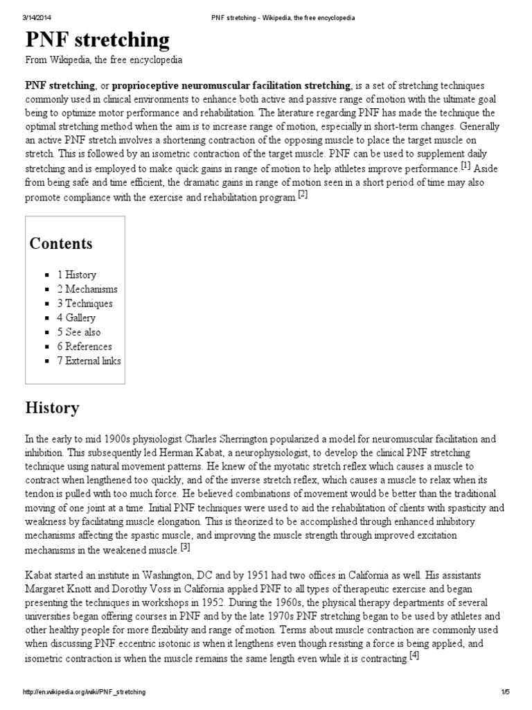 PNF Stretching - Wikipedia, The Free Encyclopedia | PDF | Anatomy ...
