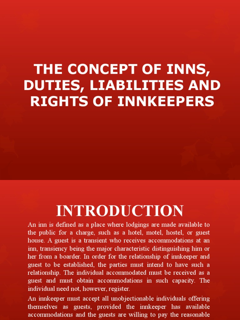 Innkeepers Act 1952: Duties and Liabilities | PDF | Inn | Public Law