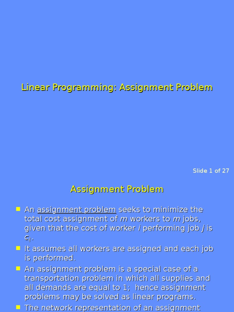 Linear Programming: Assignment Problem | PDF | Systems Analysis | Systems Science