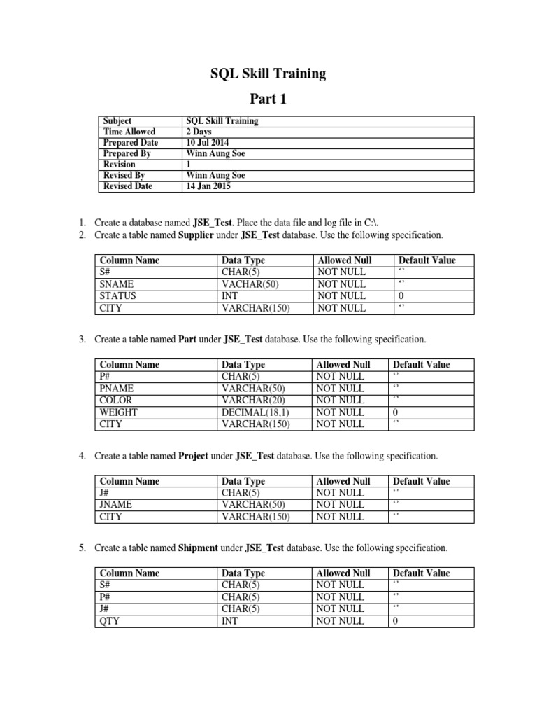 SQL Skill Training V2 | PDF | Integrated Truss Structure | Sql