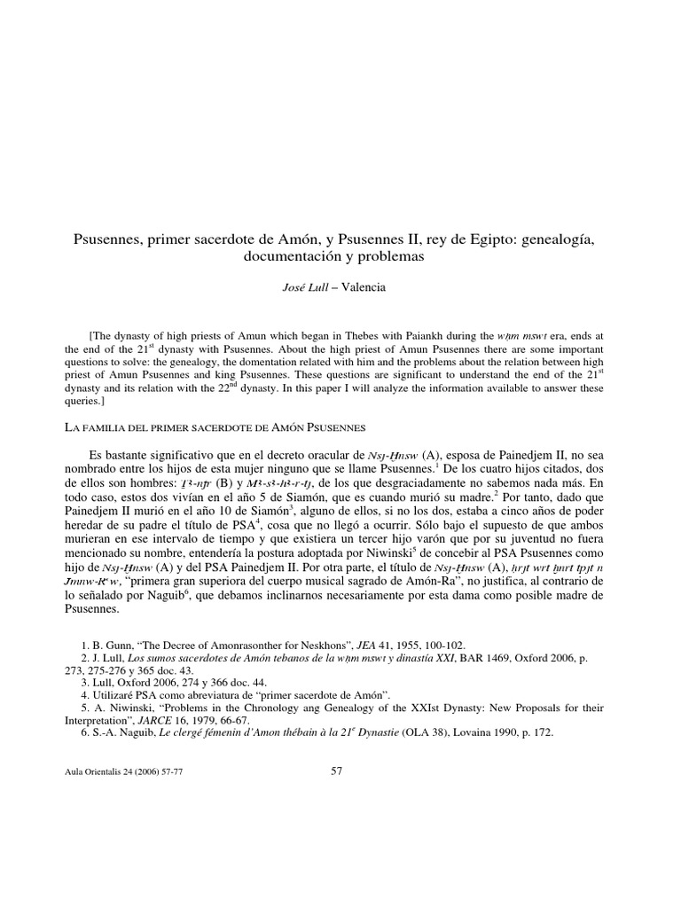 Genealogía de Psusennes, sacerdote y rey | PDF | faraón | África antigua