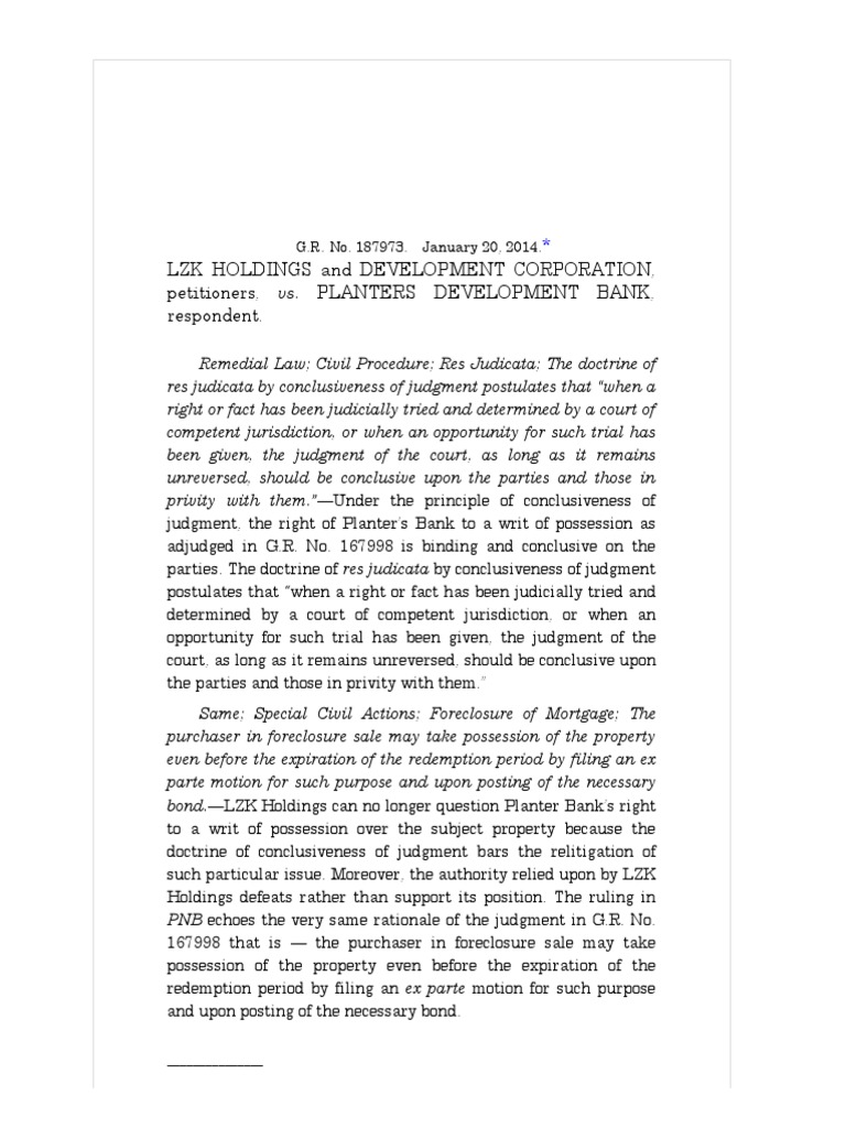 Holdings and Development Corporation vs. Planters Development Bank ...