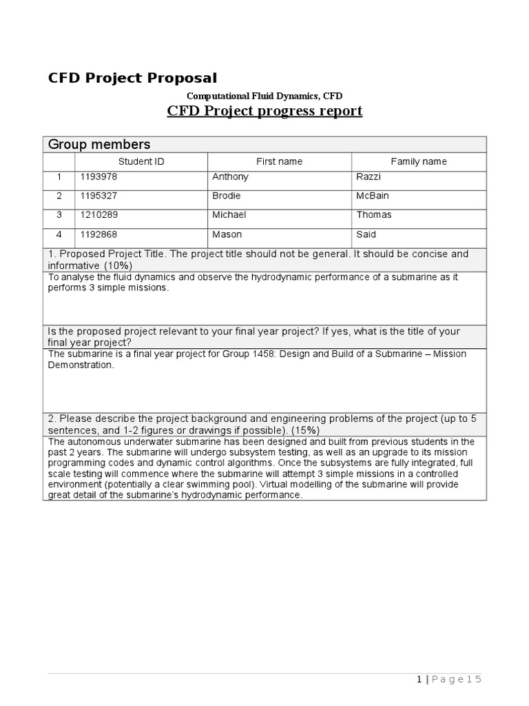 CFD Progress Report | Computational Fluid Dynamics | Submarines