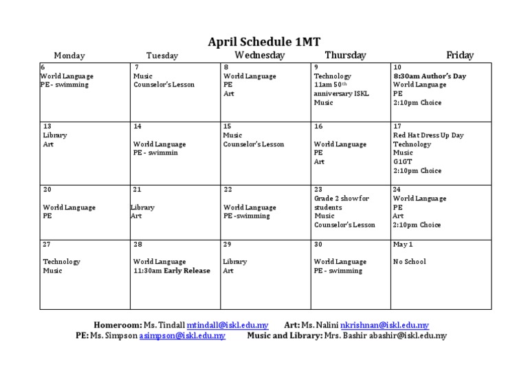 April Calendar | PDF