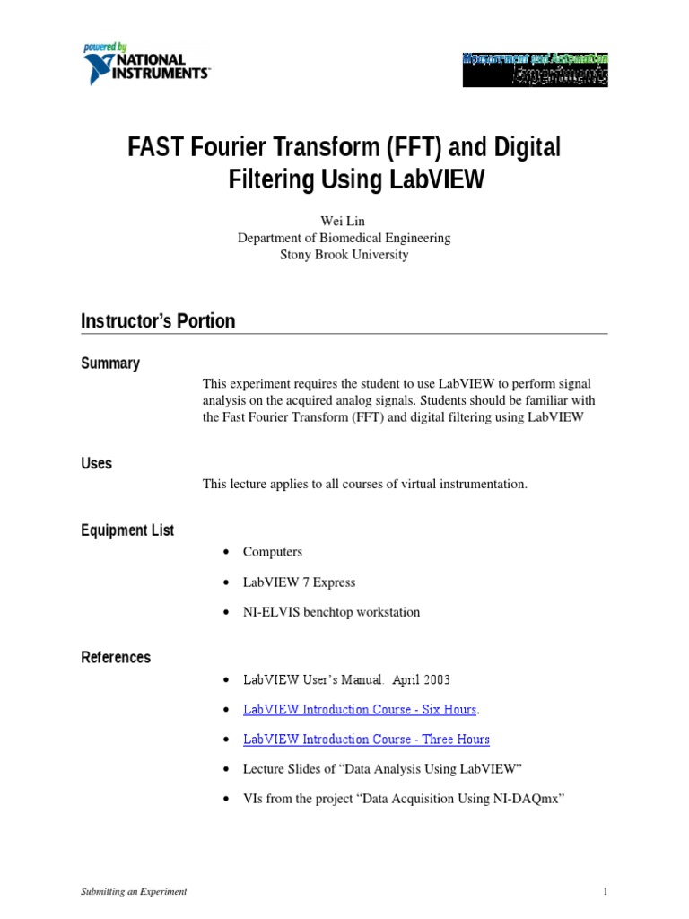 Fast Fourier Transform (FFT) and Digital Filtering Using Labview | PDF ...