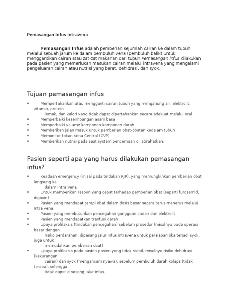 Pemasangan Infus Intravena | PDF
