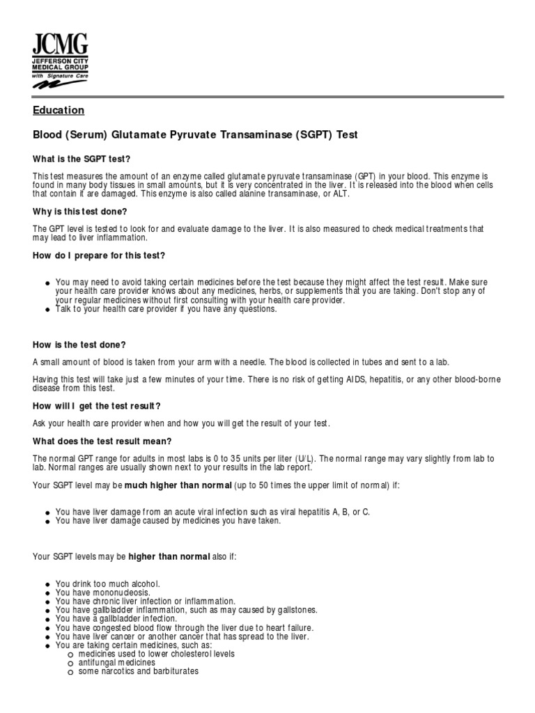 Blood (Serum) Glutamate Pyruvate Transaminase (SGPT) Test | Alanine ...