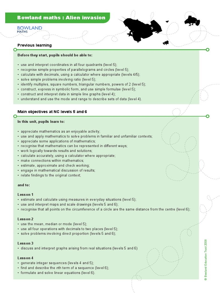 Alien Invasion Teacher Guide | PDF | Teaching Mathematics | Speed