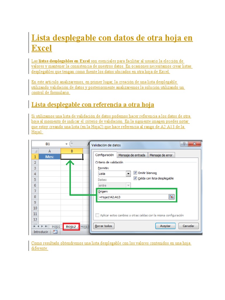 Creando listas desplegables dinámicas con datos de otras hojas en Excel | PDF | Microsoft Excel ...