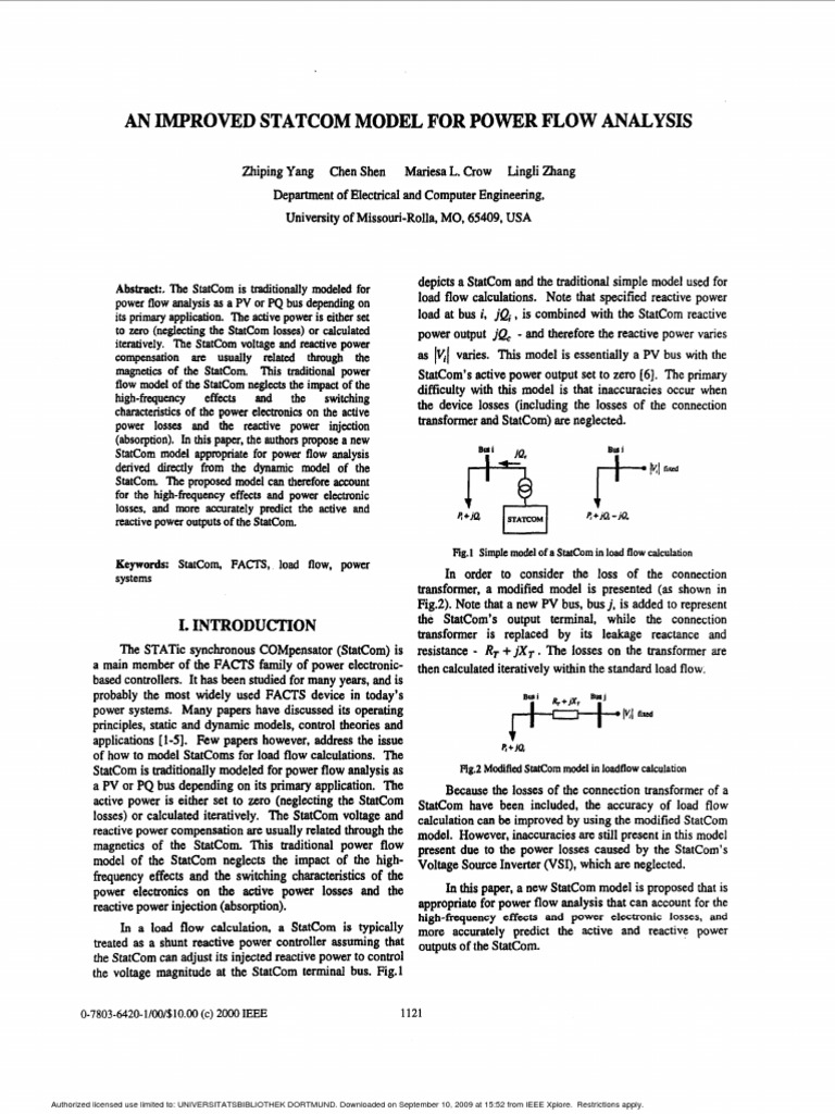 IEEE Power System Paper-An Improved StatCom Model For Power Flow ...