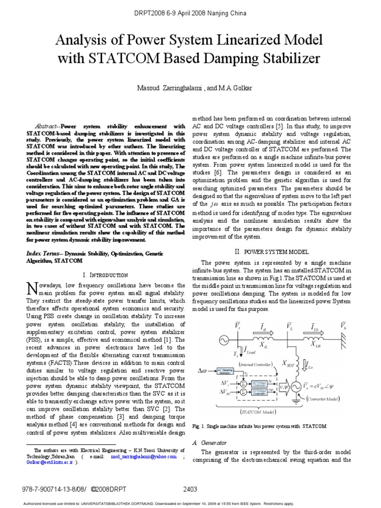 IEEE Power System Paper-Analysis of Power System Linearized Model With ...