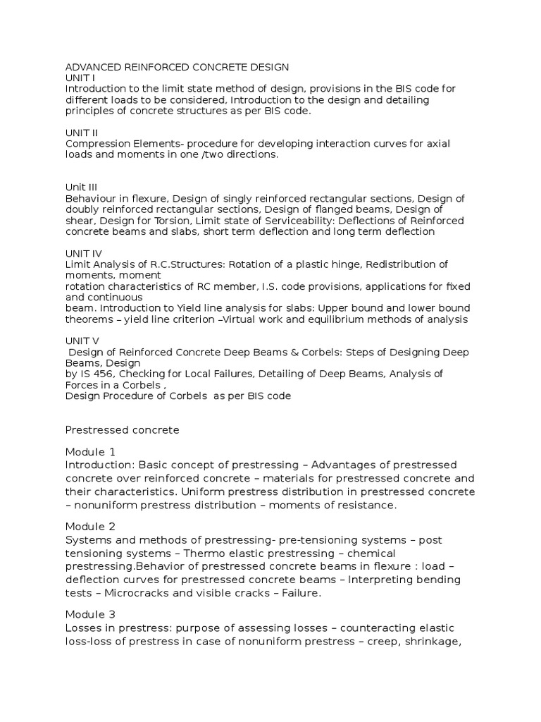 Advanced Reinforced Concrete Design | PDF | Beam (Structure) | Bending