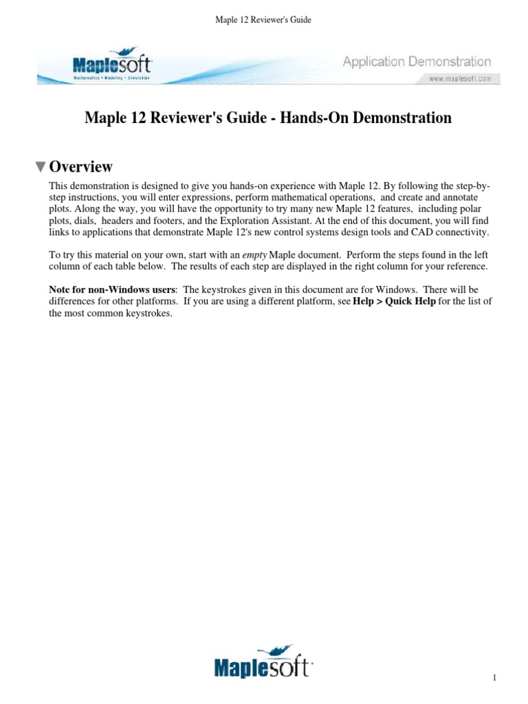 Maple 12 Hands-On Demonstration | PDF | Computer Aided Design ...