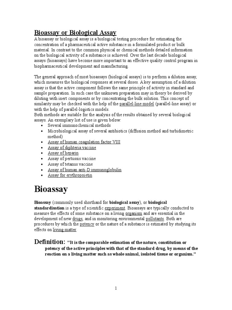 Bioassay or Biological Assay | PDF | Bioassay | Life Sciences
