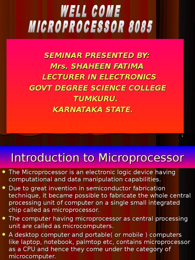 Introduction to 8085 Microprocessor | PDF | Central Processing Unit | Microprocessor