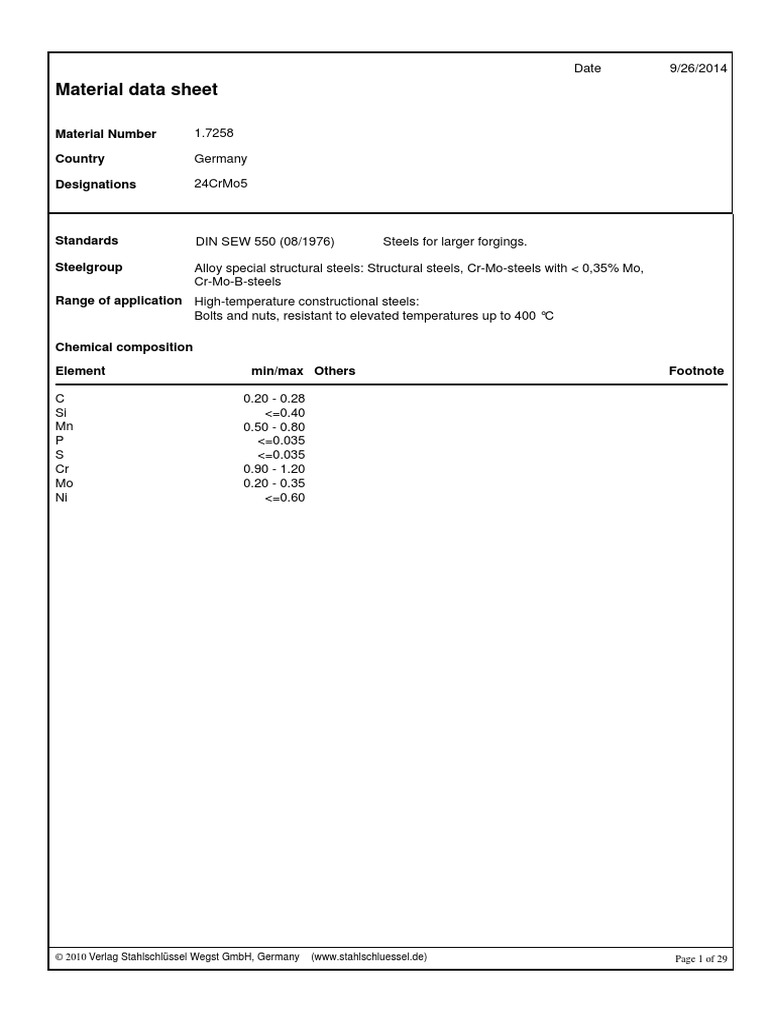 Material Data Sheet: Material Number Country Designations | PDF ...
