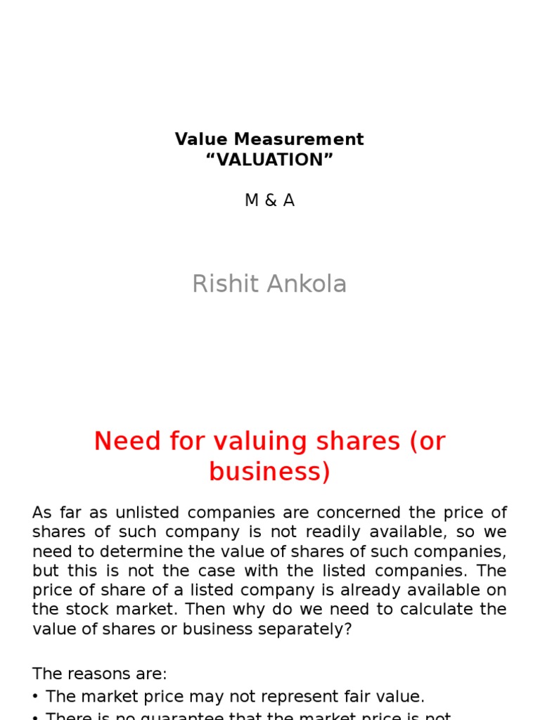 Value Measurement Presentation | PDF | Valuation (Finance) | Capital ...