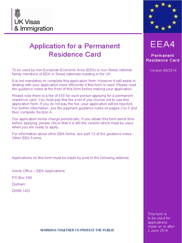 EEA 4 Permanent Residence 06-14 | PDF | Payments | Identity Document
