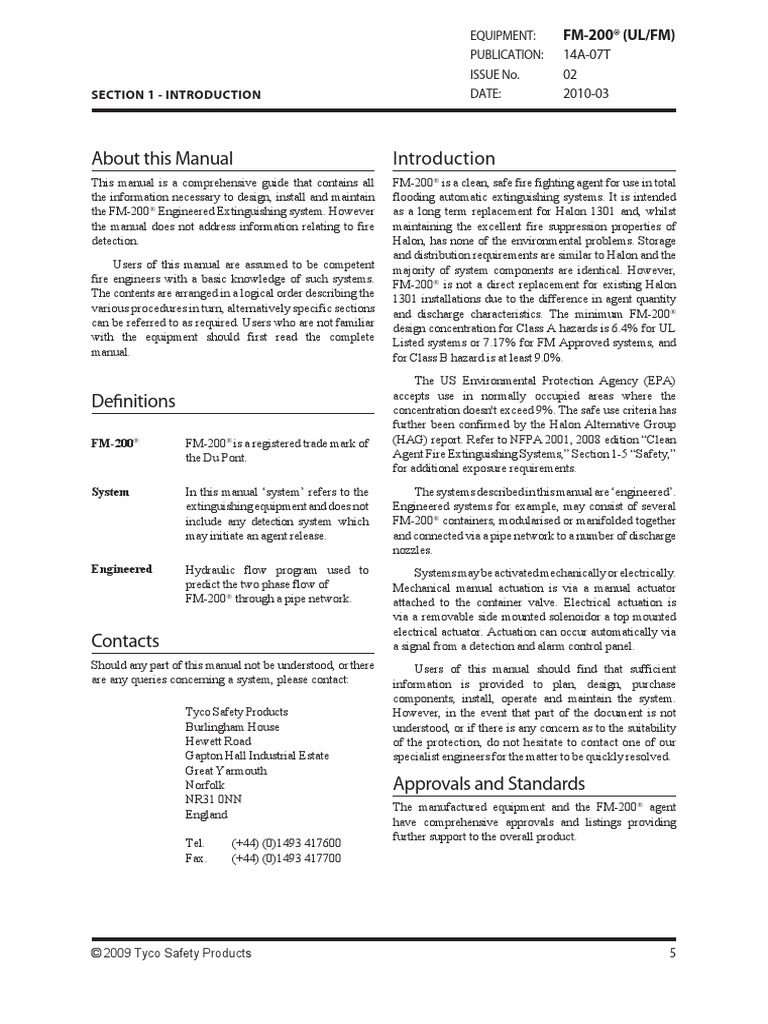 FM-200 Manual PDF | PDF | Valve | Switch