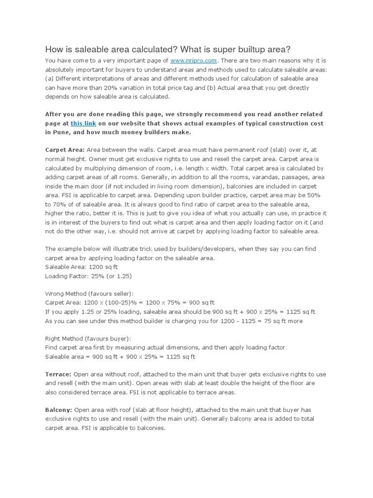 How Is Saleable Area Calculated | PDF | Business