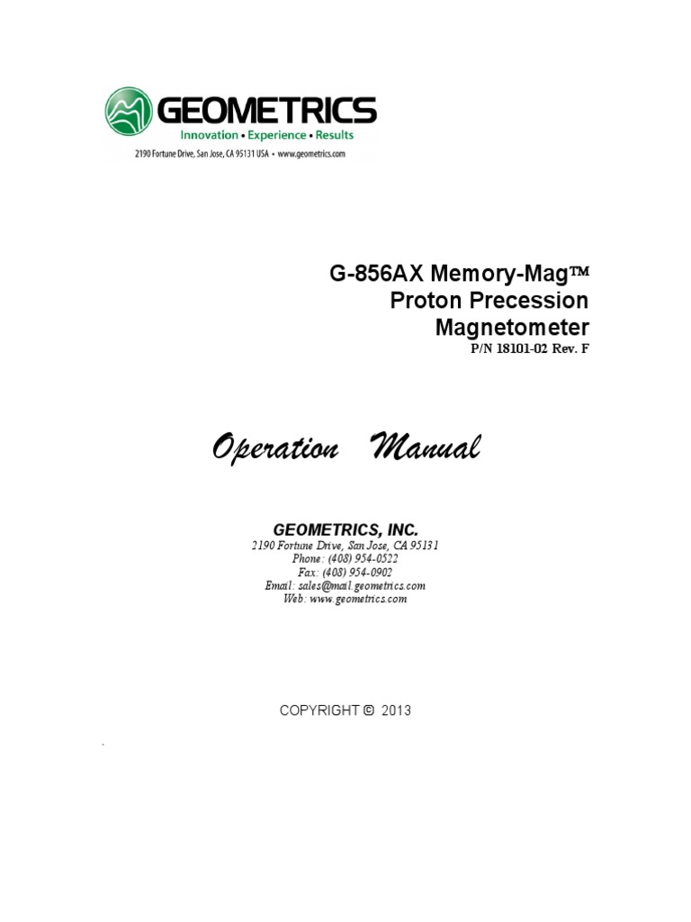 856 Manual | PDF | Magnetometer | Electromagnetism