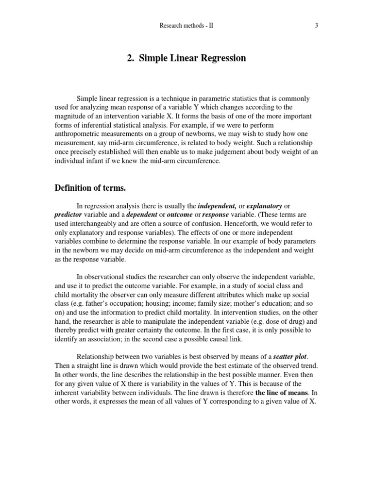 Simple Linear Regression: Definition of Terms | PDF | Errors And Residuals | Degrees Of Freedom ...