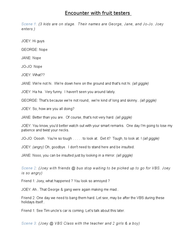 Script - Christian Skit | PDF | Fruit Of The Holy Spirit