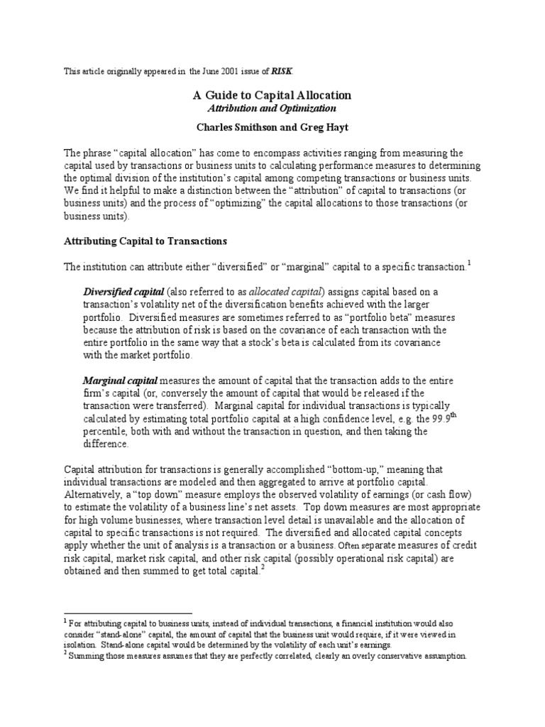 Guide To Capital Allocation | PDF | Financial Capital | Cost Of Capital