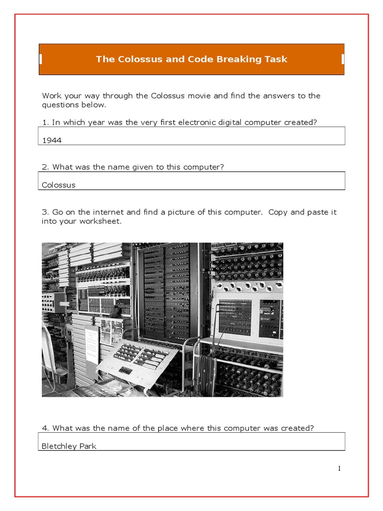 Colossus Worksheet | PDF | Games & Activities