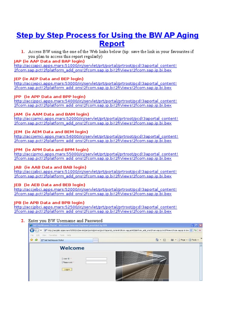 AP Aging Report Instructions | PDF | Microsoft Excel | Icon (Computing)