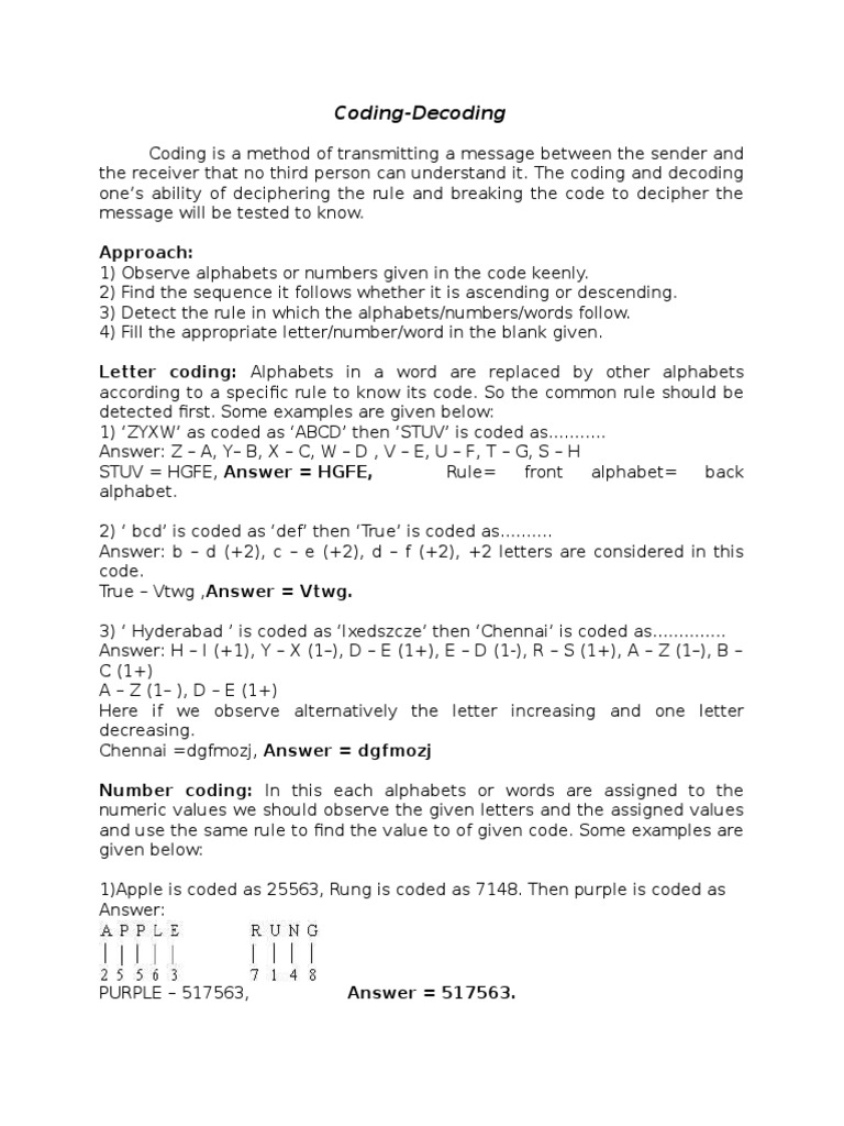 Coding & Decoding | PDF | Code | Alphabet